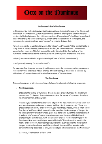 Numinous experience - does the uncanny serve as evidence for the ...