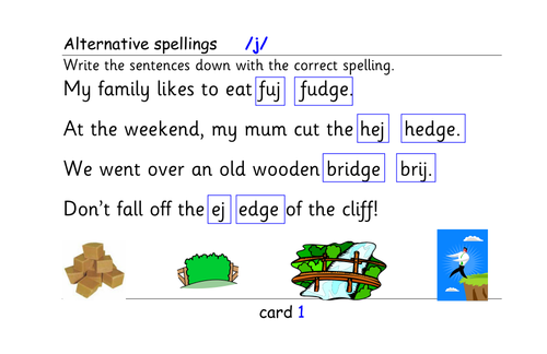 Phase 5: alternative spellings for 'j' [fudge, gentle]. Table and ...