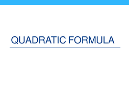 Quadratic Formula Introduction | Teaching Resources