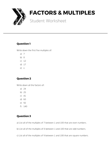 Factors, Multiples & Primes - Complete Unit of Work (Foundation Tier ...