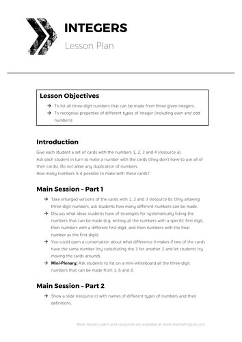 Integers - Complete Lesson | Teaching Resources
