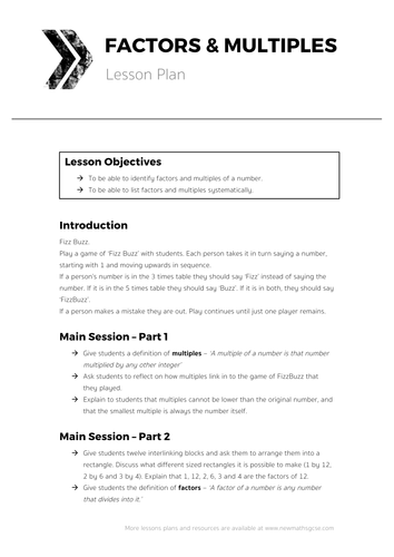 Factors & Multiples - Complete Lesson | Teaching Resources