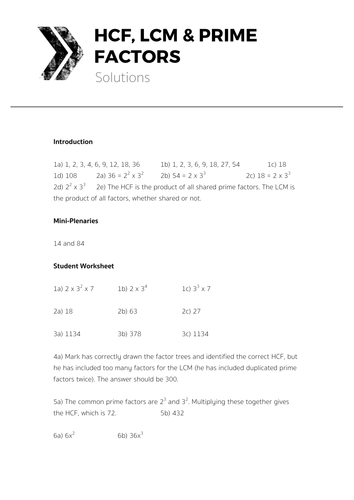 HCF, LCM & Prime Factors - Complete Lesson | Teaching Resources