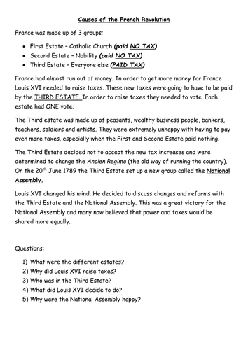 Causes of the French Revolution | Teaching Resources