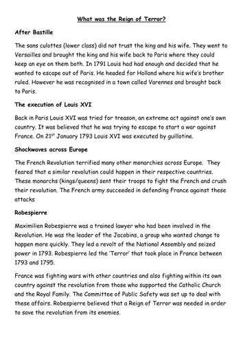 Reign of Terror | Teaching Resources