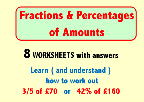 Fractions and Percentages of Amounts | Teaching Resources