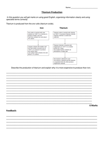 56 AQA Chemistry 6 Mark Questions With Mark Schemes | Teaching Resources 56 AQA Chemistry 6 Mark Questions With Mark Schemes | Teaching Resources
