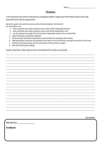 56 AQA Chemistry 6 Mark Questions With Mark Schemes | Teaching Resources 56 AQA Chemistry 6 Mark Questions With Mark Schemes | Teaching Resources