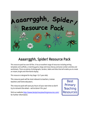 Aaaarrgghh, Spider! Resource Pack by bestprimaryteachingresources ...