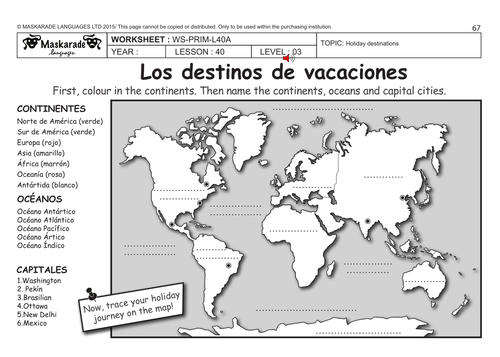 SPANISH KS2 Level 3 - KS3 (Year 7): Holiday destinations/ What's in ...