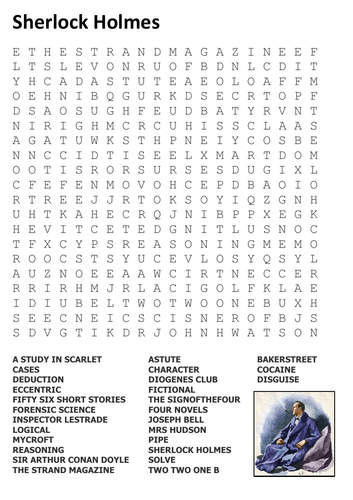 Sherlock Holmes Word search | Teaching Resources