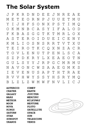 The Solar System Word Search and Color | Teaching Resources