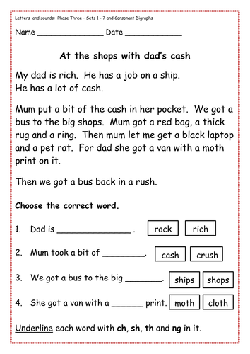 Phase 3: Phonics, Consonant Digraphs/Vowel digraphs/trigraphs ...
