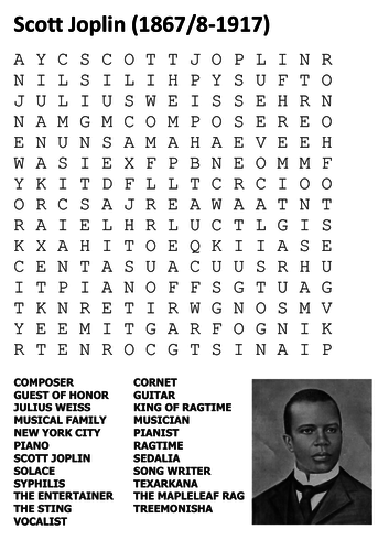 Scott Joplin Word Search | Teaching Resources