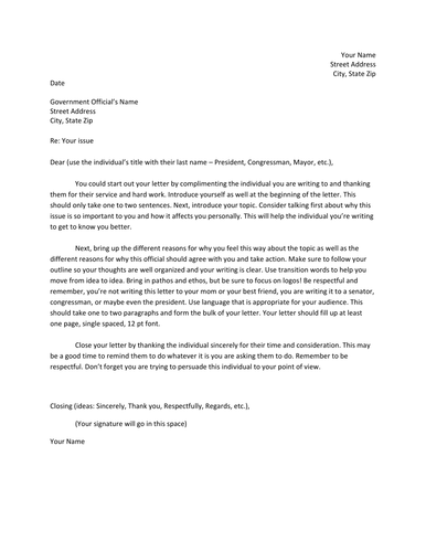 Persuasive Writing: Letters to Representatives | Teaching Resources