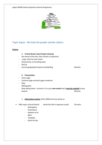 Japanese Festivals and Culture Assignment | Teaching Resources