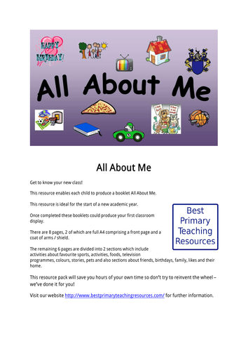All About Me by bestprimaryteachingresources - UK Teaching Resources - TES