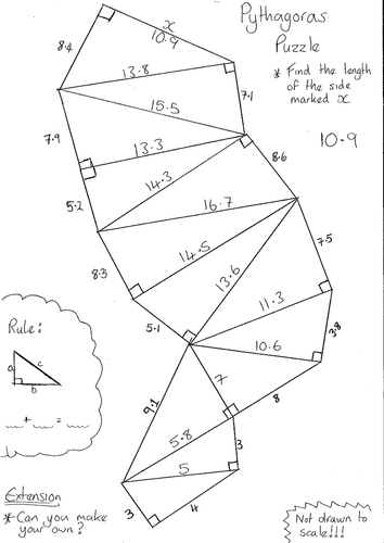 Pythagoras Puzzle Worksheet | Teaching Resources Pythagoras Puzzle Worksheet | Teaching Resources