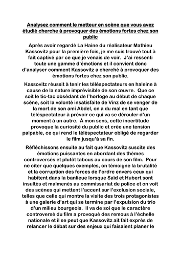 A-LEVEL FRENCH La Haine - How does film's director seek to provoke ...