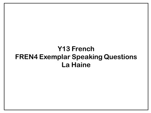 La Haine - A2 Exemplar Speaking Exam Questions | Teaching Resources
