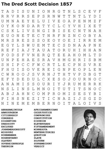 The Dred Scott Decision 1857 Word Search | Teaching Resources
