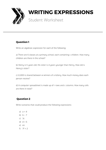Writing Expressions - Complete Lesson | Teaching Resources