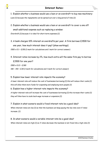 Interest Rates | Teaching Resources