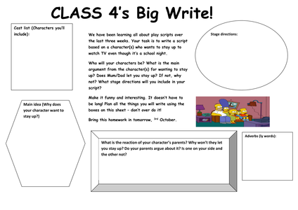 Big Write Prompt / Talk Sheets by alarter - UK Teaching Resources - TES