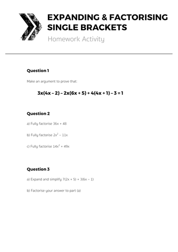 Expanding & Factorising Single Brackets - Complete Unit of Work ...