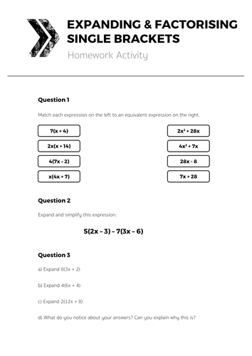 Expanding & Factorising Single Brackets - Complete Unit of Work ... Expanding & Factorising Single Brackets - Complete Unit of Work ...