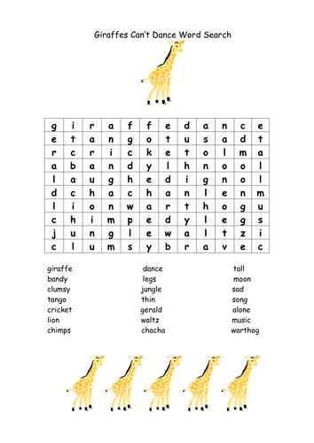 Giraffes Can't Dance Resource Pack by bestprimaryteachingresources ...