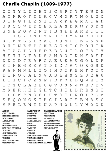 Charlie Chaplin Word Search | Teaching Resources