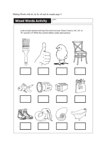 Activity sheets for sh, ch, th, wh, ck words (33 pages) | Teaching ...