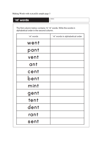 Making Words with st, nt, nd, lk (21 pages) | Teaching Resources