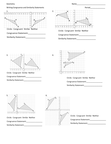 Similarity and Congruence Unit: Writing Congruence and Similarity ...