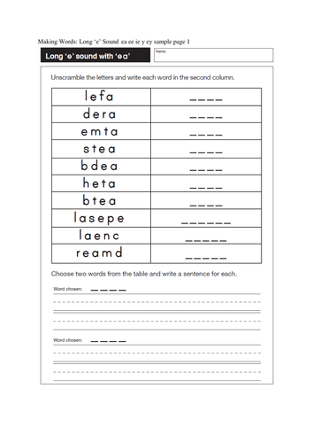Long ‘e’: ea, ee, ie, y, ey (21 pages) | Teaching Resources