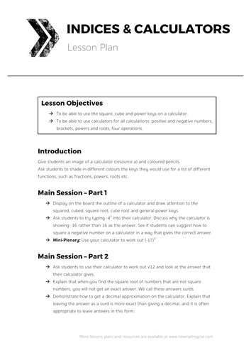 Indices & Calculators - Complete Lesson | Teaching Resources