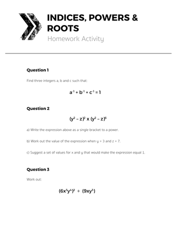 Indices, Powers & Roots - Complete Unit of Work (Higher Tier ...