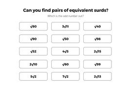 Simplifying Surds - Complete Lesson | Teaching Resources