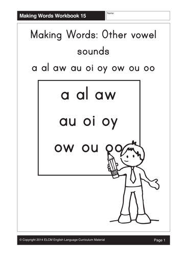 Other vowel sounds: a al aw au oi oy ow ou oo (25 pages) | Teaching ...