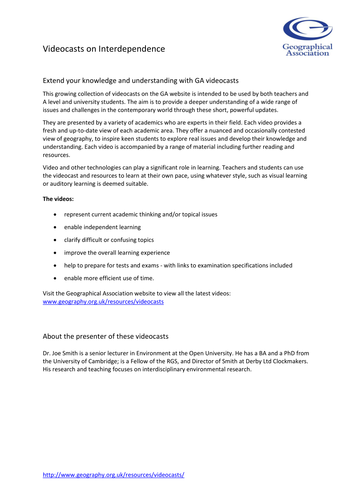 Videocasts on Interdependence | Teaching Resources