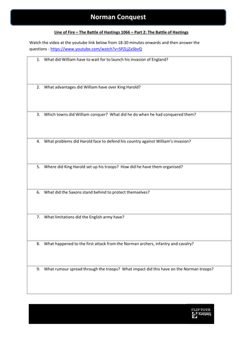 The Battle of Hastings 1066 - Flippedlearning video and WS | Teaching ...