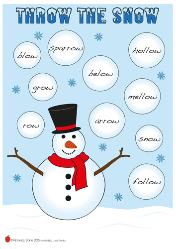 ow Phonics Game 'Throw the Snow' | Teaching Resources