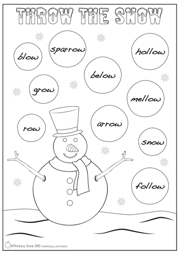 ow Phonics Game 'Throw the Snow' | Teaching Resources