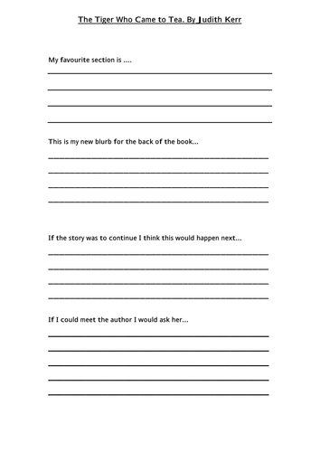 The Tiger Who Came to Tea Resource Pack | Teaching Resources