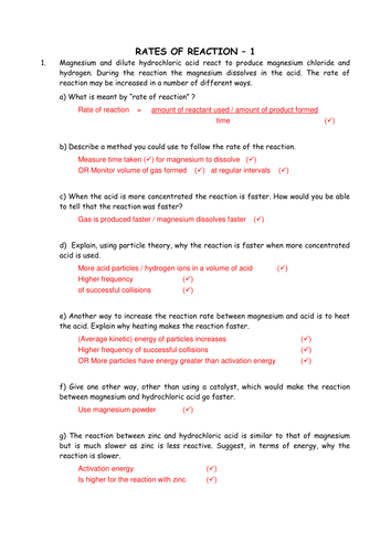 Chemistry: Rates of Reaction Collection | Teaching Resources