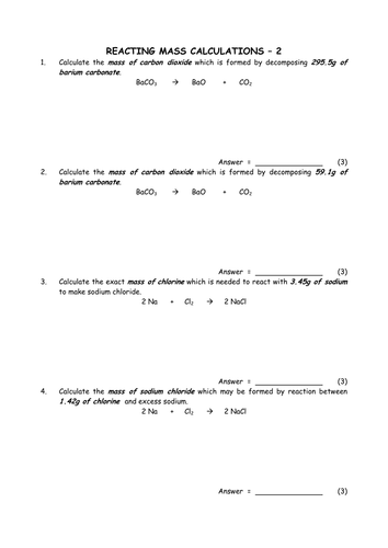 Chemistry: Reacting Mass Calculations Collection by greenAPL - UK ...