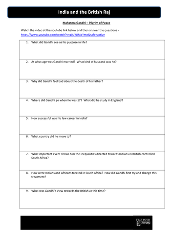Gandhi Pilgrim of Peace - flippedlearning video link and WS | Teaching ...