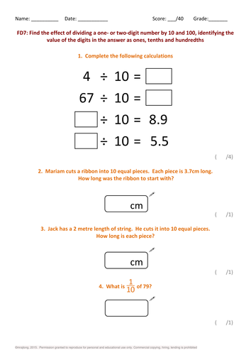 Year 4 Fractions and Decimals Assessments by mrajlong - Teaching ...