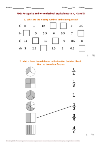 Year 4 Fractions and Decimals Assessments by mrajlong - Teaching ...